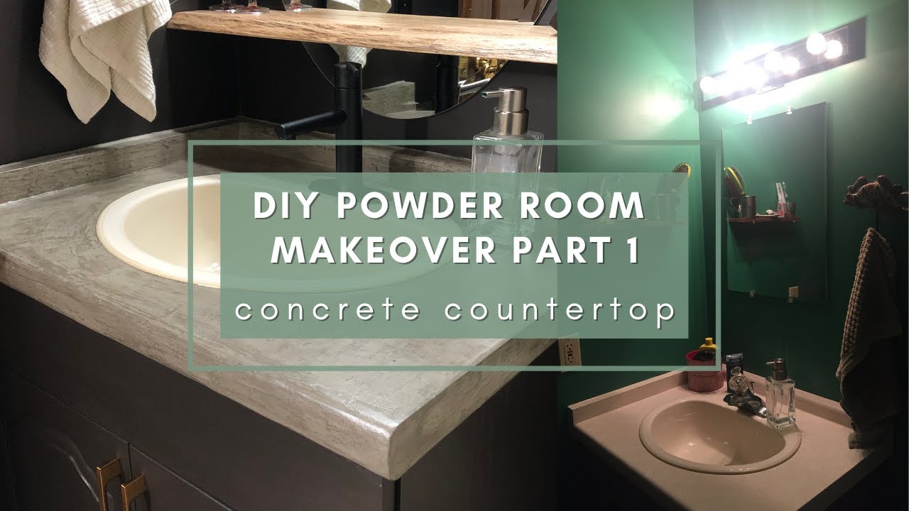 DIY Powder Room Makeover on a Budget | Part 1 - Vanity with Concrete ...