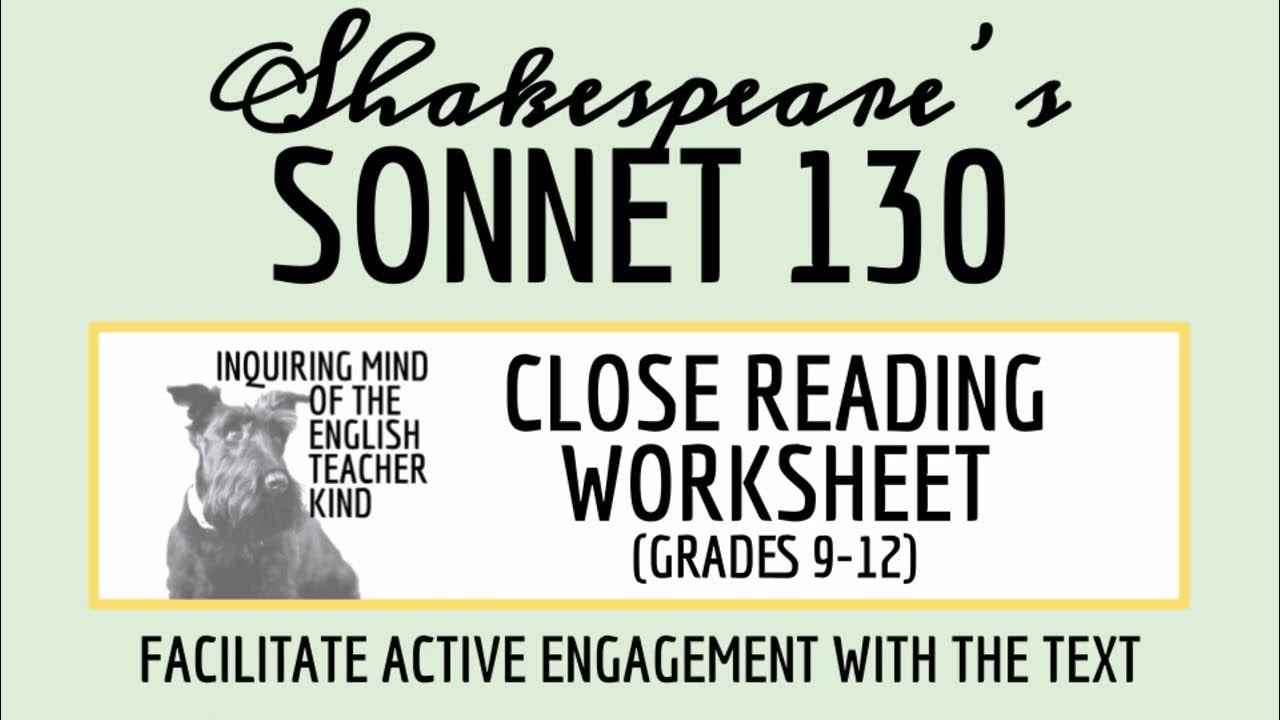 "Sonnet 130" by William Shakespeare Close Reading Worksheet - YouTube