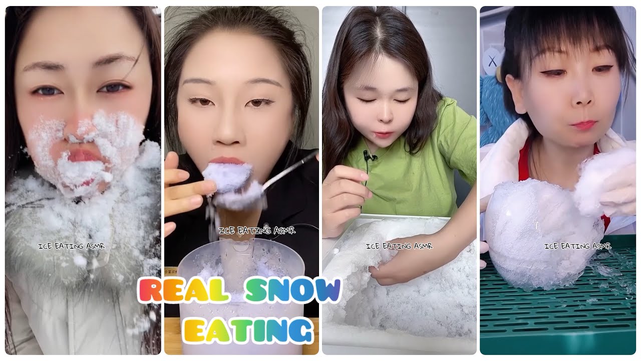 Ice scraping deep freezer asmr & Real snow eating asmr & ice freezer ...