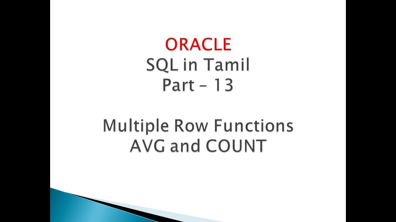 13 Avg And Count Group Functions Oracle Sql Youtube
