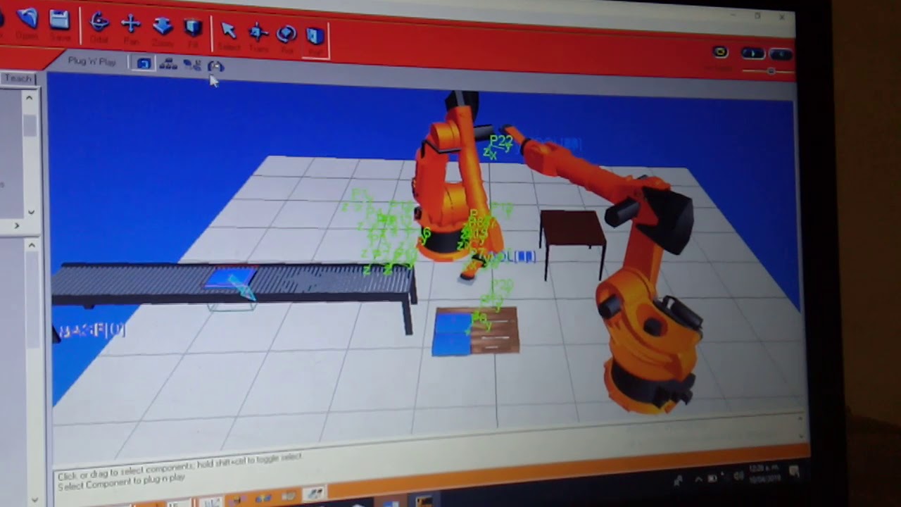 Kuka simulator Practica de Conveyor dinamico moviendo piezas con robot ...