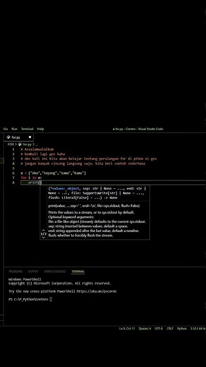 Perulangan Loop For Python Vs Code #belajarcoding #pythonprogramming # ... Perulangan Loop For Python Vs Code #belajarcoding #pythonprogramming # ...