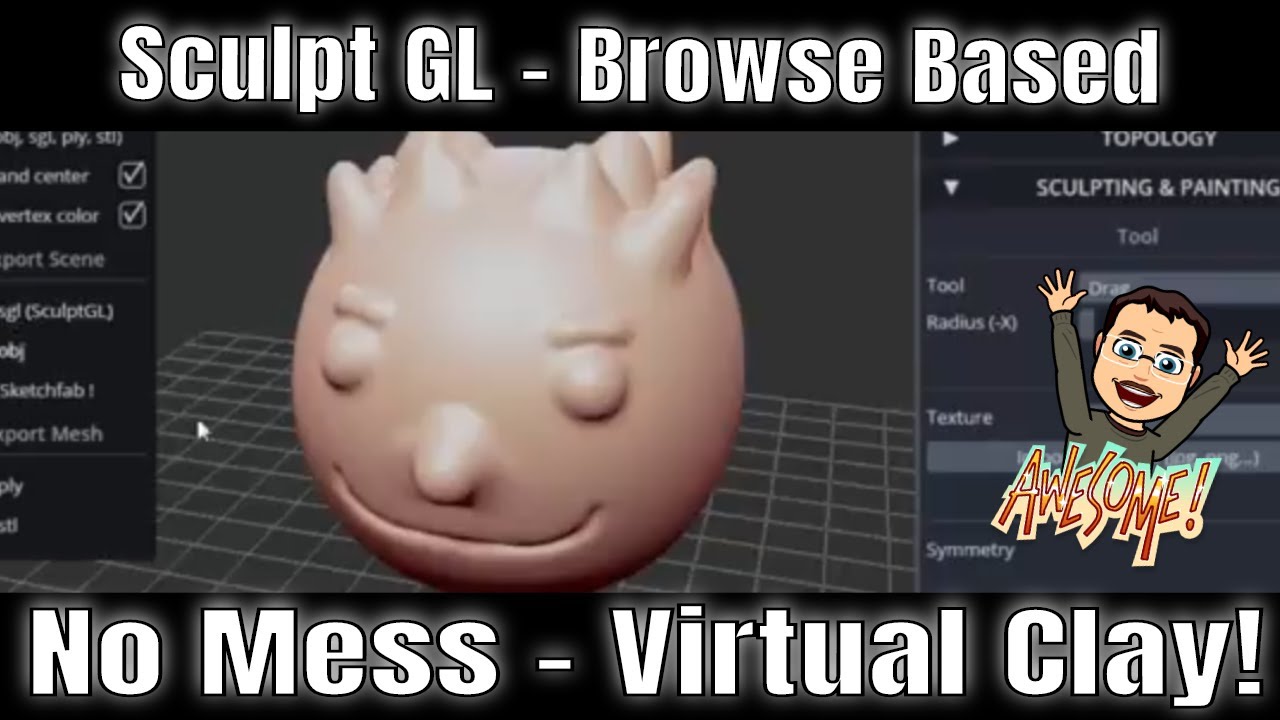 Clay without the mess! Browser Based SculptGL saves the day - YouTube