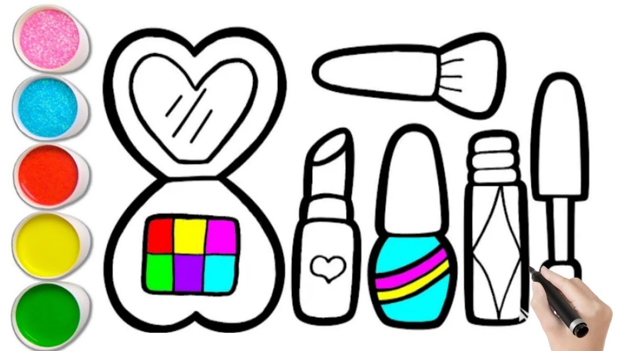 How To Draw Makeup Kit For Kids | Easy drawing for kids | Painting and ...