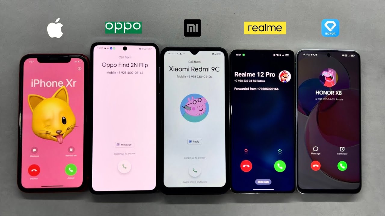 Ringing incoming call Realme 12 pro + iPhone XR + Oppo Find 2N flip ...