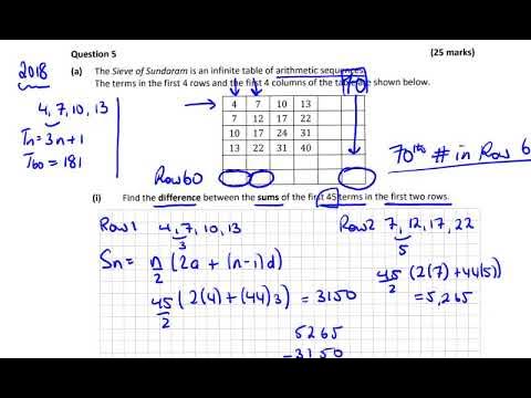 2018 Q5 Sieve of Sundaram Arithmetic Series Patterns - YouTube
