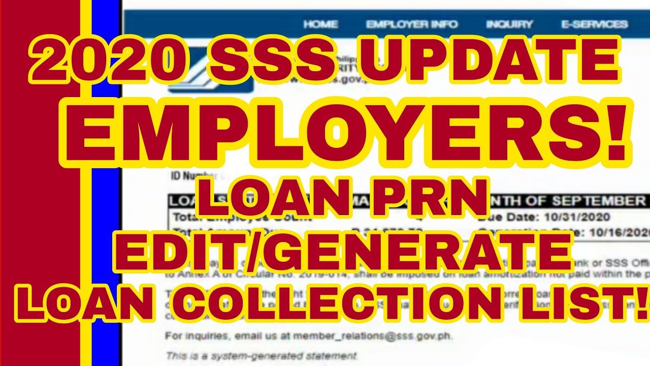 SSS LOAN PRN FOR EMPLOYERS (SSS RTPL BILLING) - How to Edit Loan ...