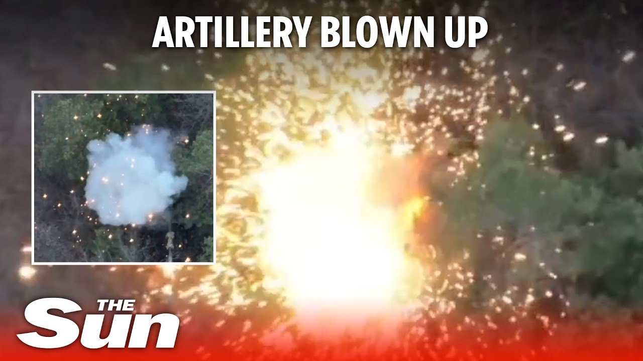 Russian artillery destroyed in MASSIVE explosion - YouTube