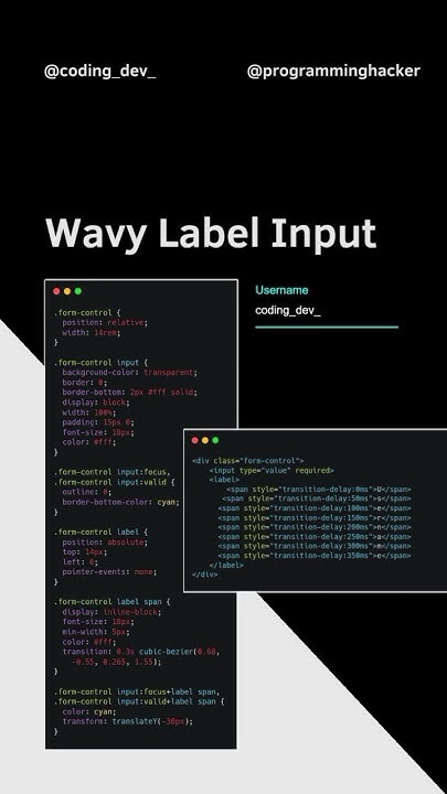 Amazing Input with wavy label! #html #webdesign #html5 #htmlcss # ...