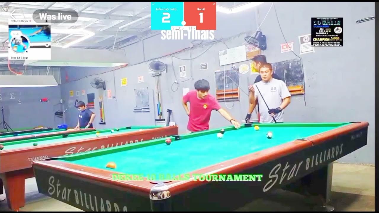 Jefferson(+1win) vs Ramil race-6 Dekee 10 balls tournament semi finals(2nd rpund) - YouTube