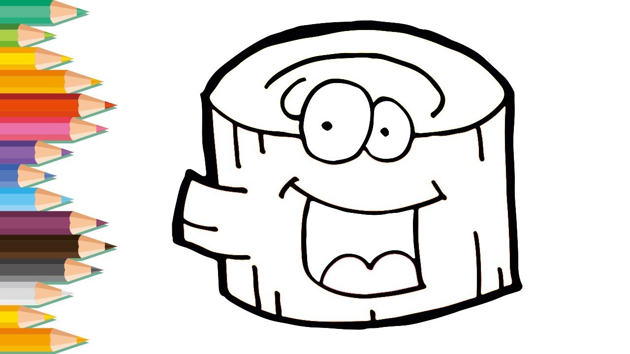 Drawing and Coloring for Kid | Cute Wood Log | Lovely Kids - YouTube