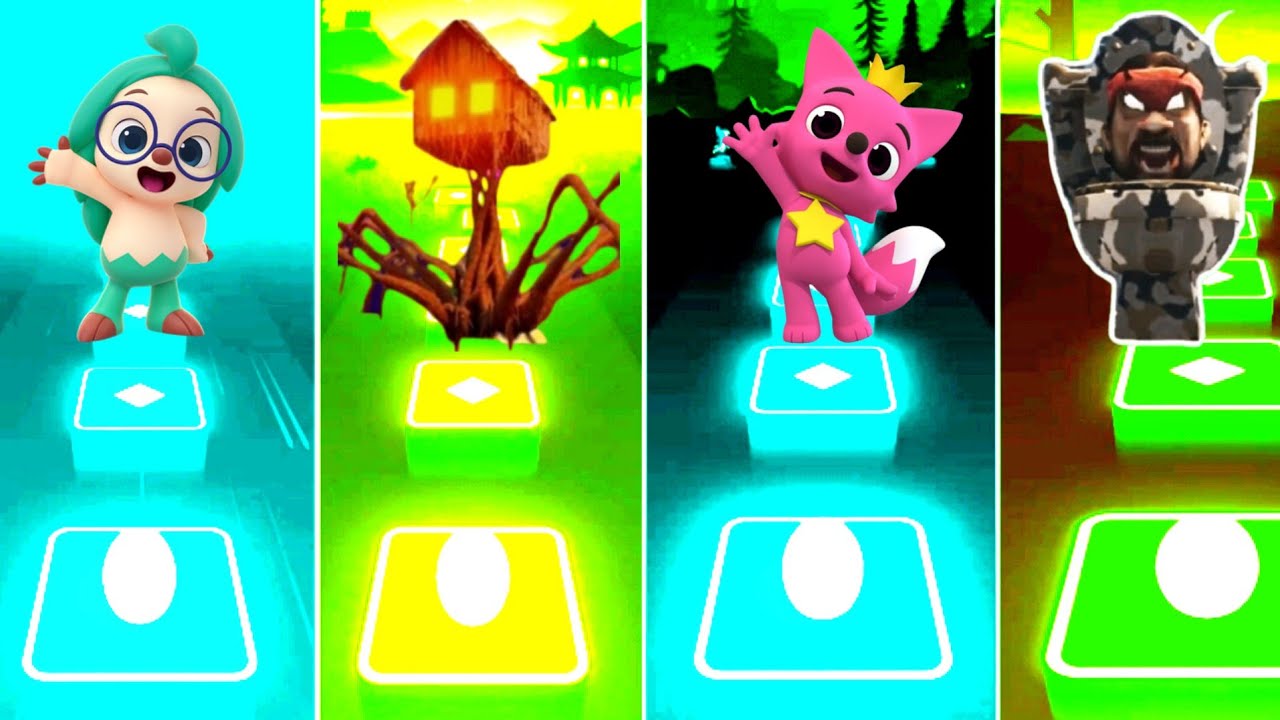 Pinkfong hogi 🆚 House head Pinkfong 🆚 Rambo Toilet 🎶 Tiles Hop Edm Rush ...