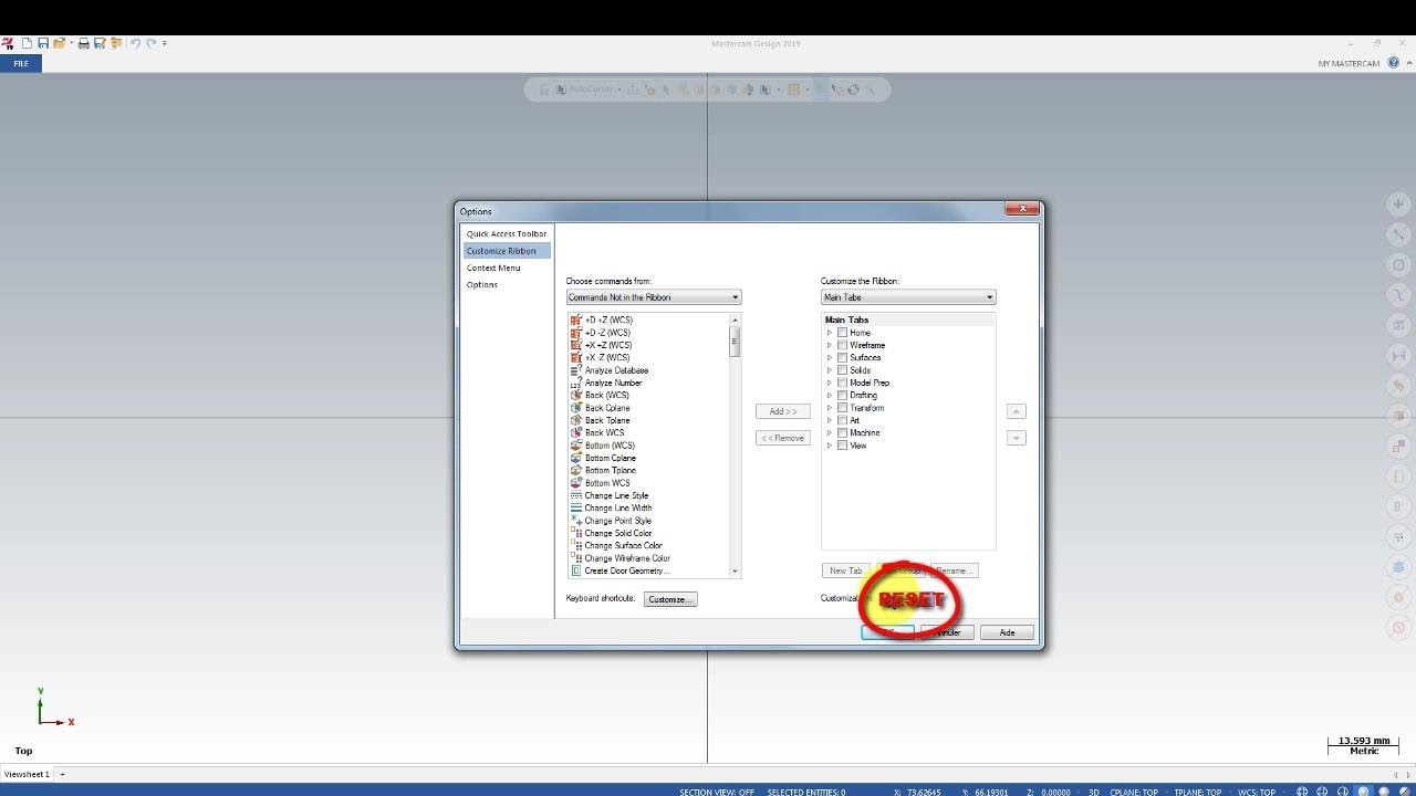 MasterCam Menubar and Ribbon bar Reset - YouTube