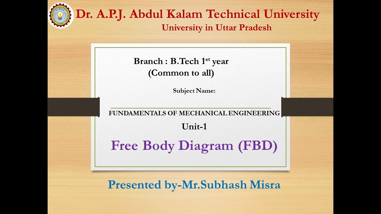 Free body diagram Numerical IB.tech 1st Year I Engineering Mechanics I Subhash Sir AKTU I Part ...