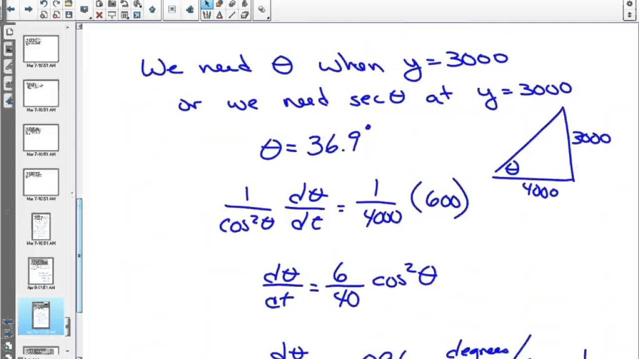 Applications of Derivatives Related Rate Problems Involving Angles ...