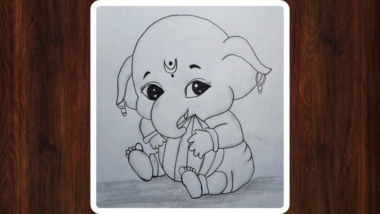 Bal Ganesha drawing | How to draw lord Ganesha holding modak step by ...