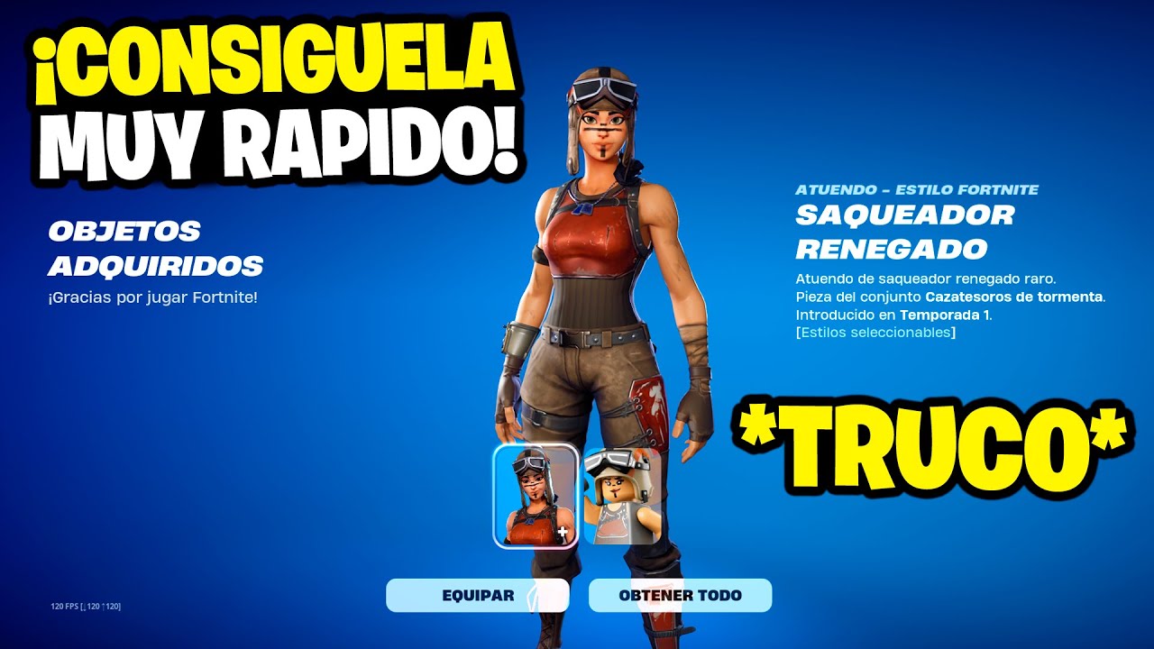 *TRUCO* Como CONSEGUIR LA SKIN de LA RENEGADA MUY RAPIDO en FORTNITE 🔥🎁 ...