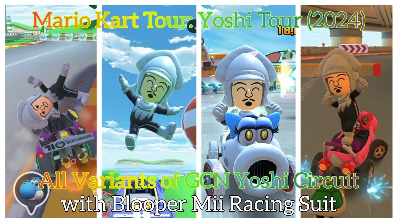 All Variants of GCN Yoshi Circuit with Blooper Mii Racing Suit | Mario ...