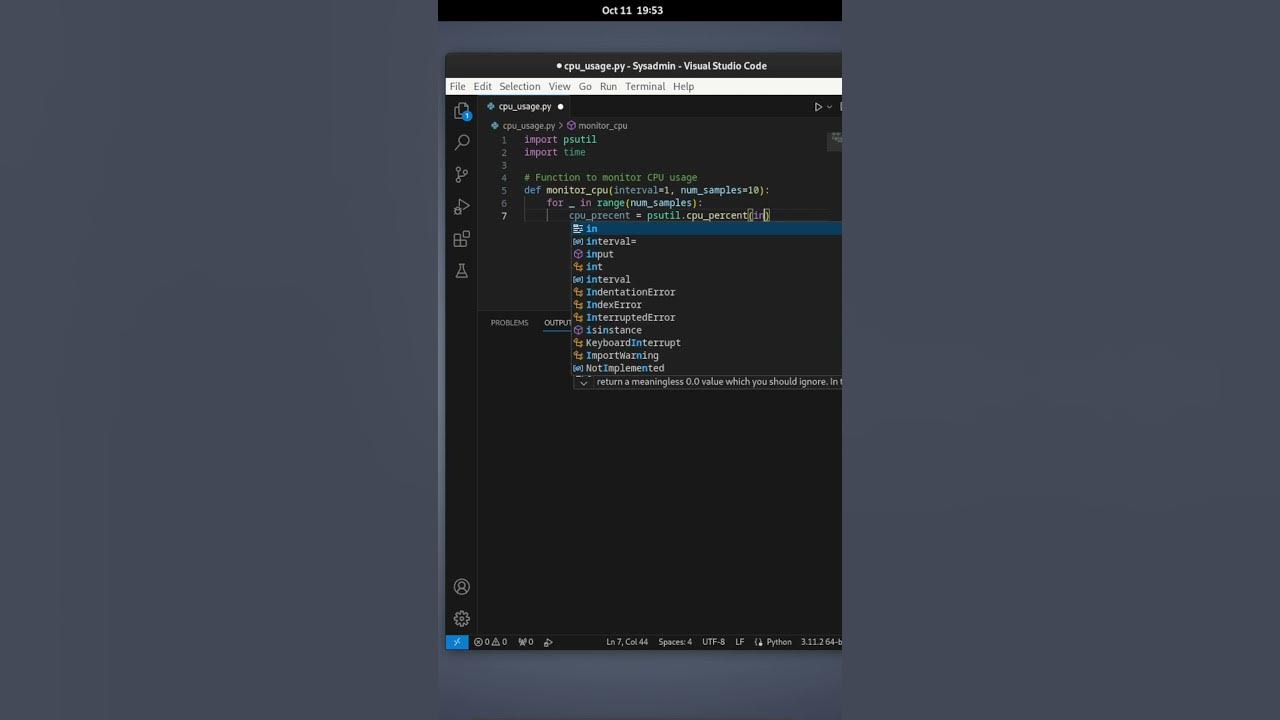 Python Script For Monitoring Cpu Usage Coding Scripting Python