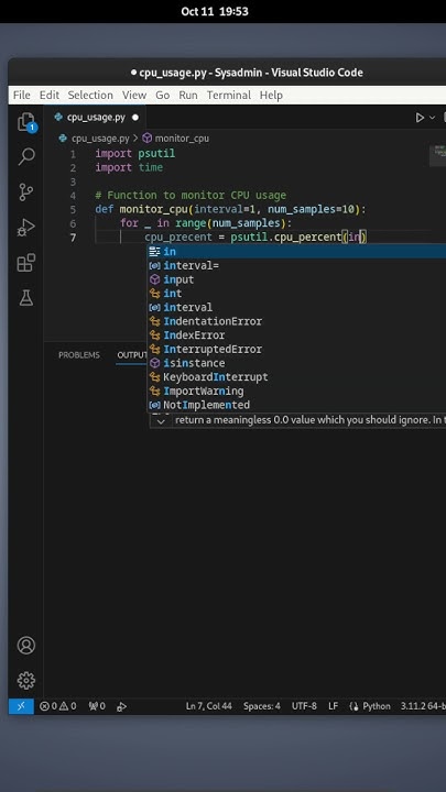 Python Script For Monitoring Cpu Usage Coding Scripting Python