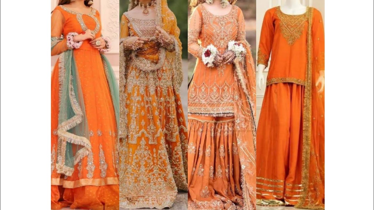 Top latest Orange colour dresses design/Orange colour party wear ...