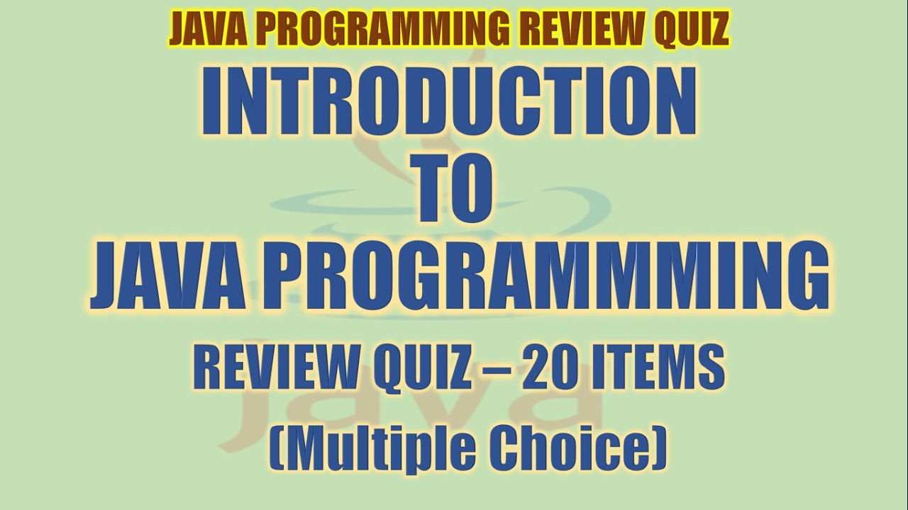 Introduction To Java Programming Review Quiz | Java Programming ...