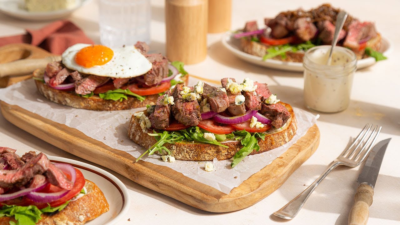 BBQ steak open sandwiches - YouTube