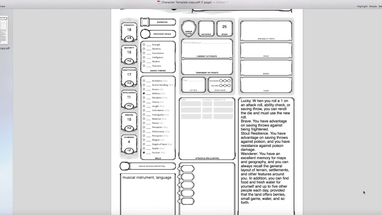 A Quick and Dirty Guide to Character Sheets - YouTube