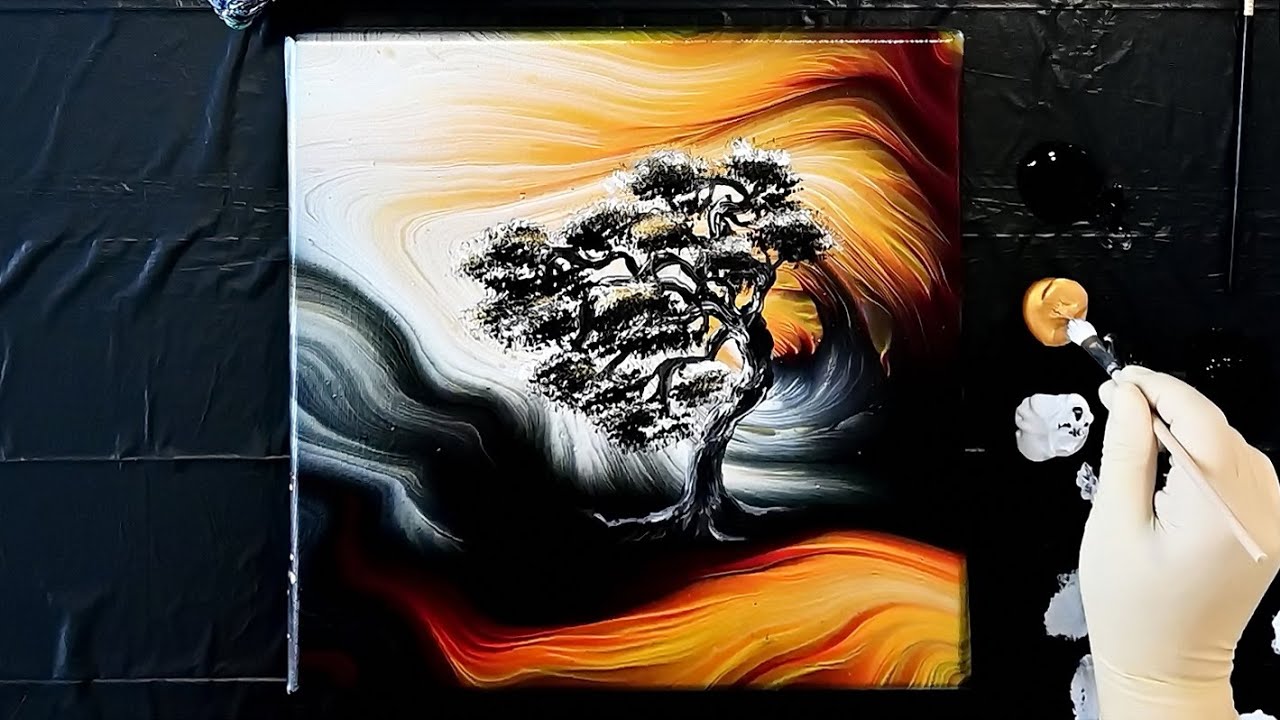 Simple Tree Painting on Acrylic Pour🌳: Take Your Skills to the Next ...