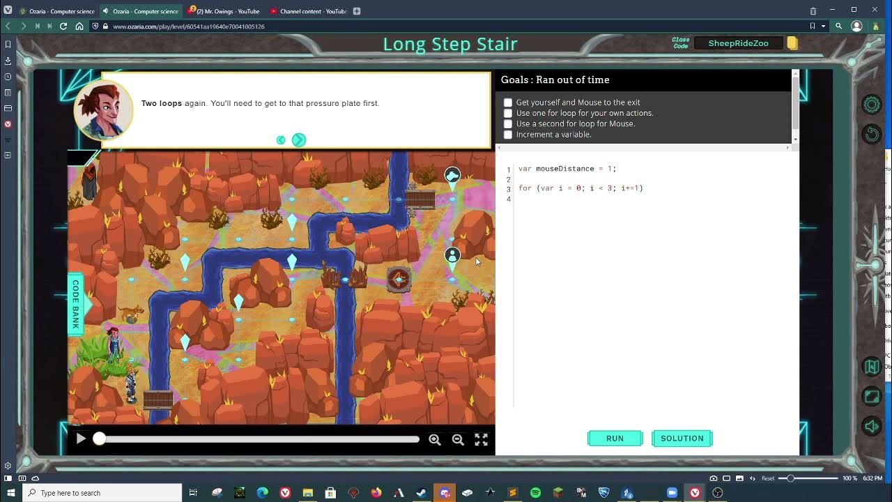 Ozaria - Javascript - Chapter 3 - Module 2 - Long Step Stair - YouTube