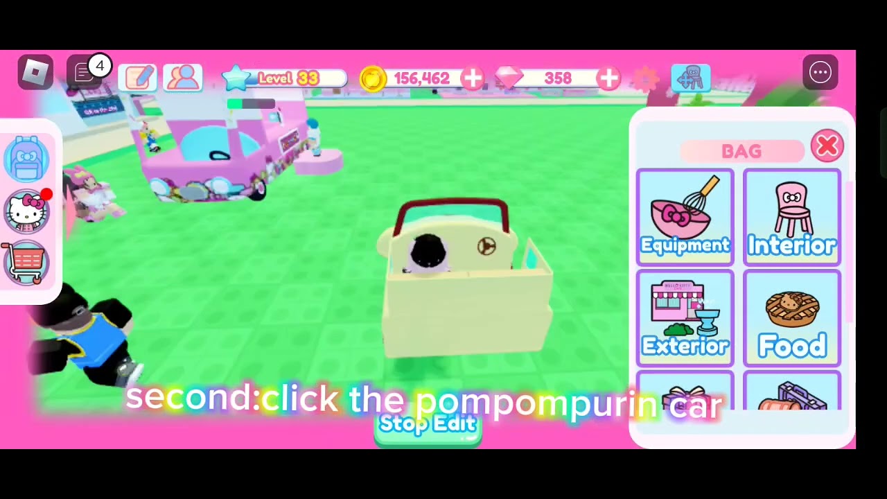 how to drive a pompompurin car in Roblox "my hello kitty cafe"(cxp1d ...