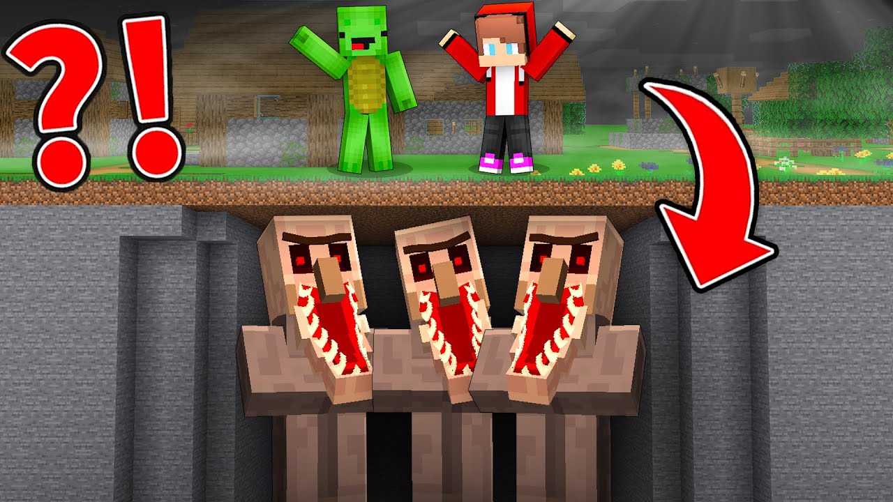 JJ and Mikey Found Scary Villagers Under Their Village - Maizen Minecraft Animation - YouTube