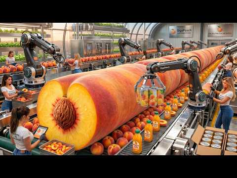 Inside an Automated Factory | Canned Peach Production Line || Full Process