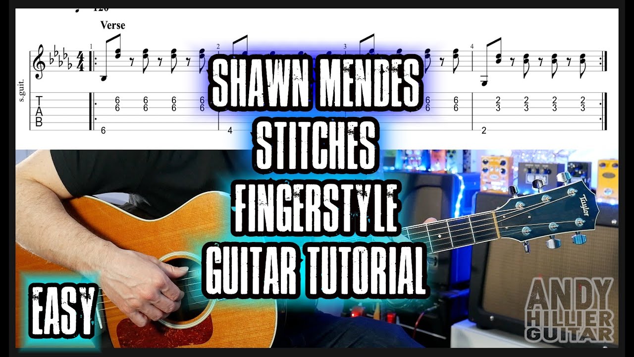 Shawn Mendes - Stitches Guitar Tutorial (Fingerstyle) EASY - YouTube