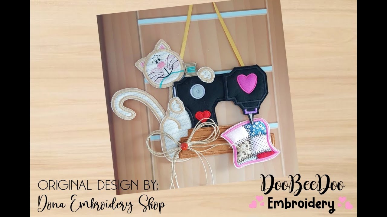How to make a Cute ITH Cat with Sewing Machine Totaly in the Embroidery ...