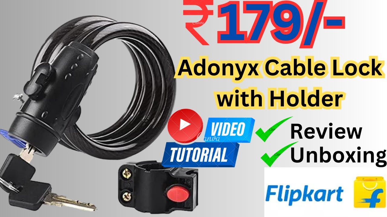 Adonyx Bike Lock Cable Lock Unboxing Review Flipkart - YouTube