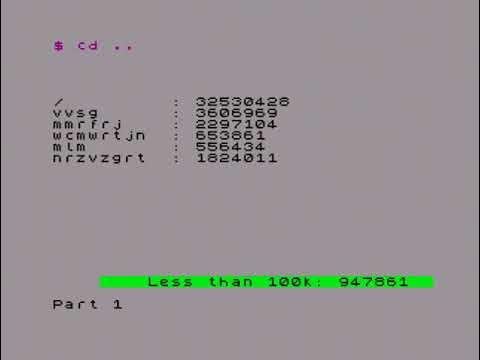 Advent of Code, Day 7, 2022 Visualized — ZX Basic on 8-bit Z80 (running on ZX Spectrum Next ...