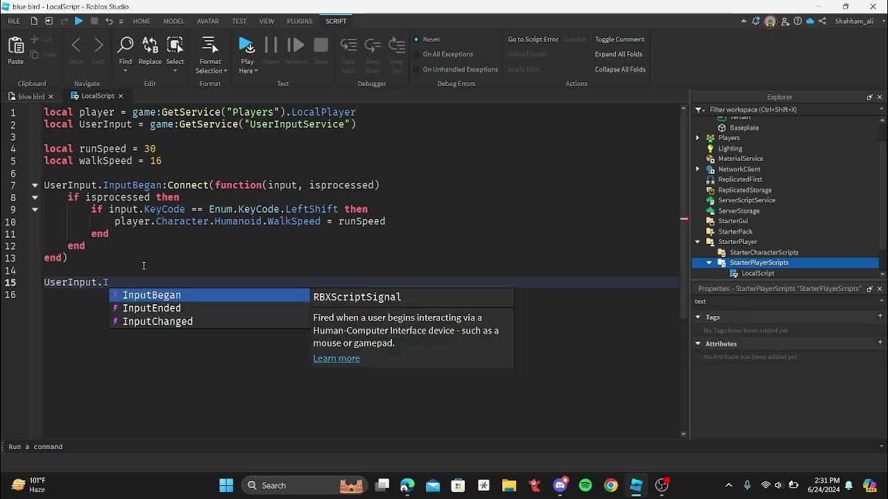 How to make sprinting keycode in Roblox! [Roblox Studio] - YouTube
