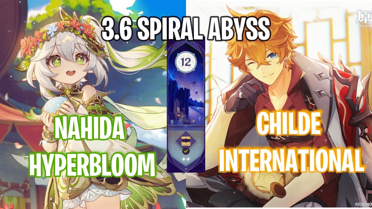 3.6 SPIRAL ABYSS || Nahida hyperbloom and Childe International Floor 12 ...