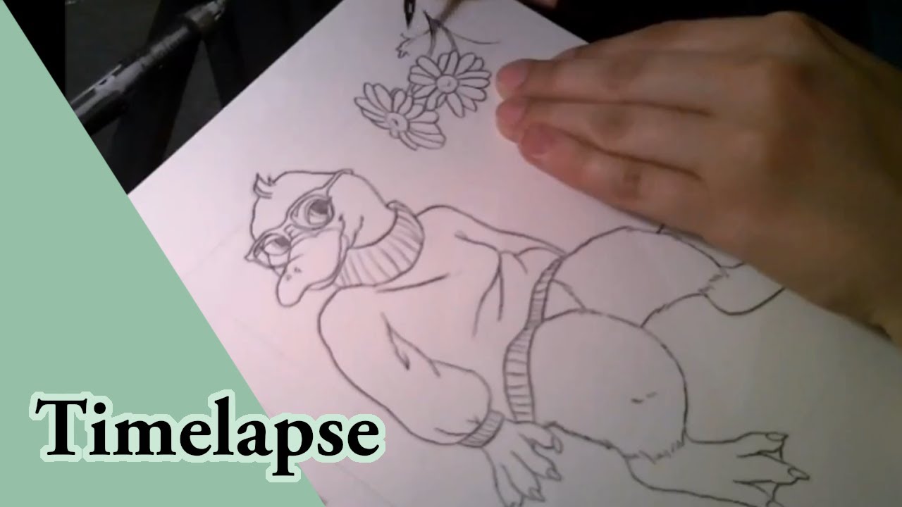 Oswald the Platypus watercolor portrait - inking timelapse - YouTube