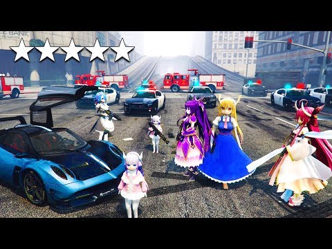 ANIME GIRLS ESCAPE A 5 STAR WANTED LEVEL - GTA 5 mods Gameplay