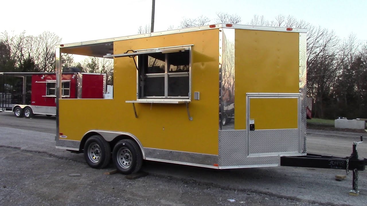 Concession Trailer 8.5' x 14' Yellow Catering Event Food Trailer - YouTube