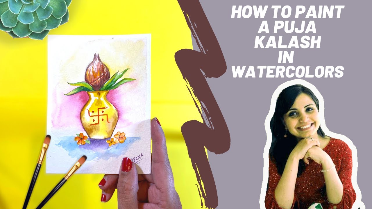 Puja Kalash Watercolor Drawing | Kalaayug - YouTube