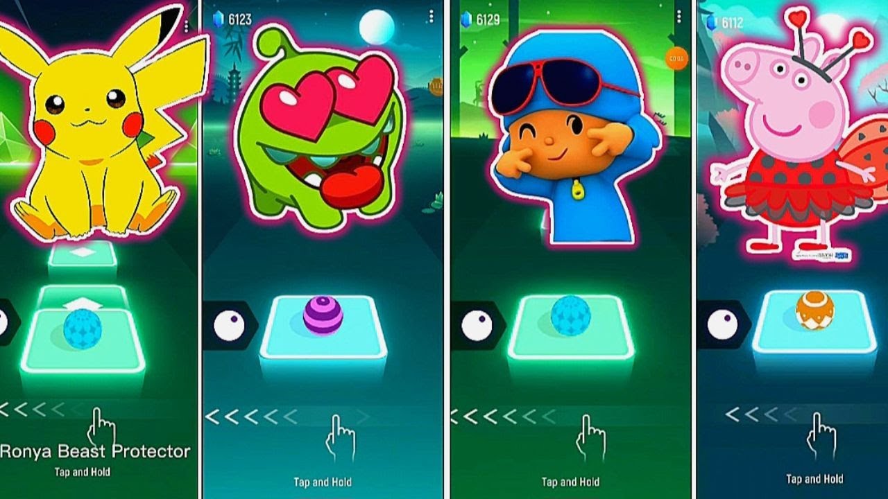 Pikachu Vs Om Nom Vs Pocoyo Vs Peppa Pig - Trending Tiles Hop video ...