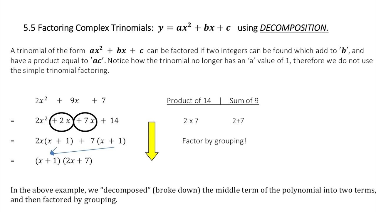 Factoring ‘Complex’ Trinomials by Decomposition - YouTube