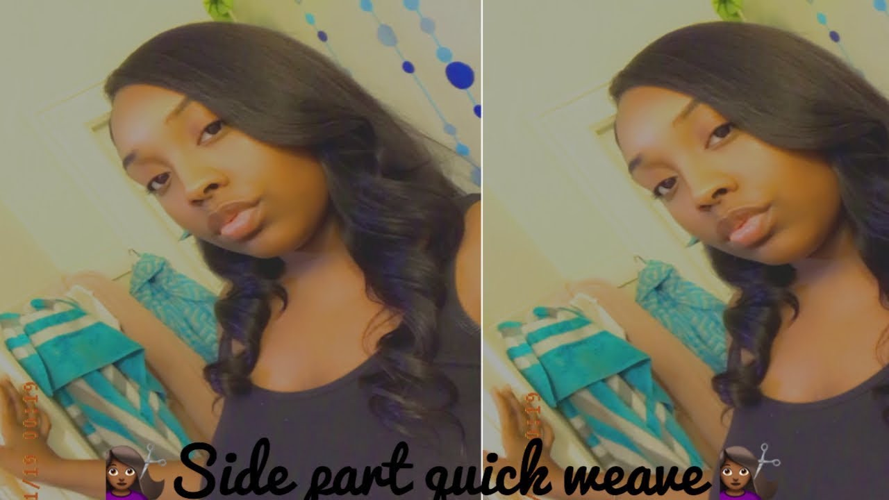 Natural side part quick weave - YouTube