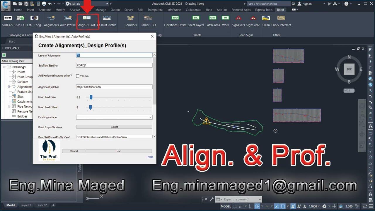 عمل مسارات وتصميم الطرق | Create All alignments and Design Profiles - YouTube