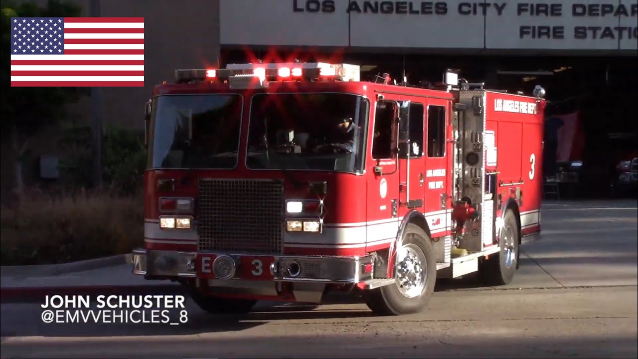 LAFD Engine 3 and Rescue 803 Responding - YouTube