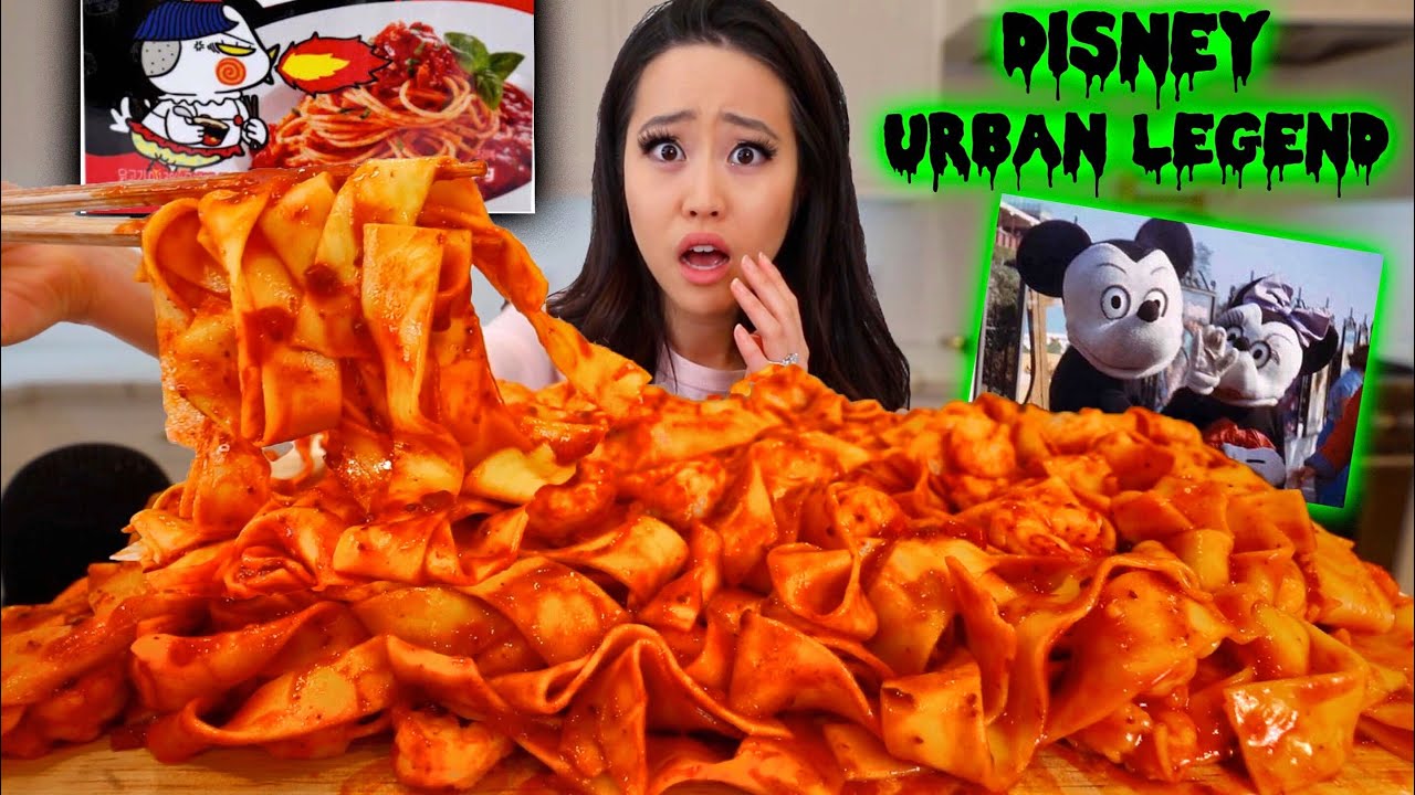 NEW! NUCLEAR SPAGHETTI PASTA SAUCE + EXTRA WIDE NOODLES MUKBANG - YouTube