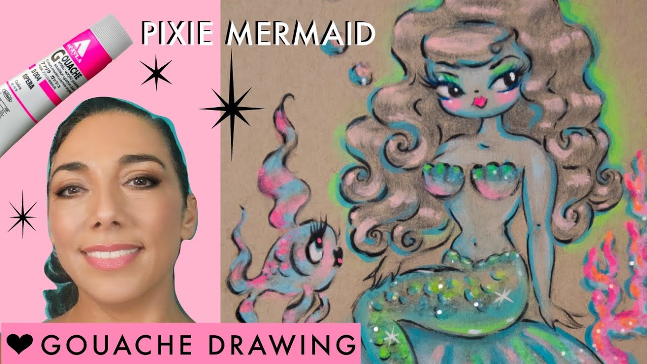 Painting a Pixie Mermaid in Acryla Gouache - YouTube